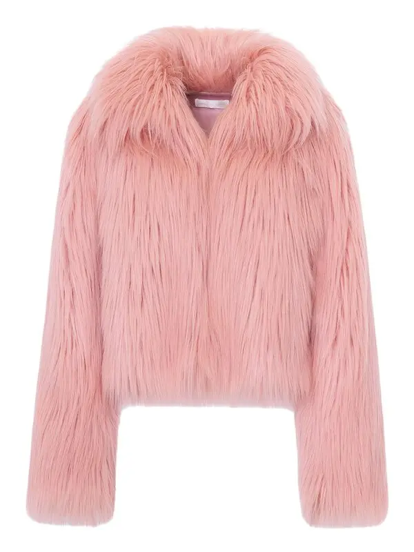 LoveShackFancy Fallon Faux Fur Jacket - Pink