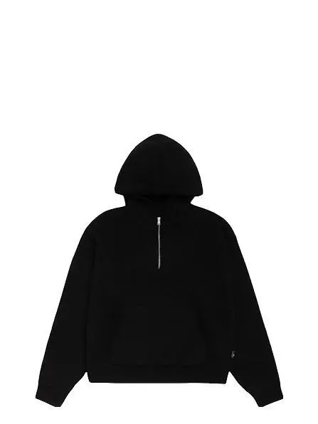 StÜssy Quarter Zip Knit Hoodie - Black