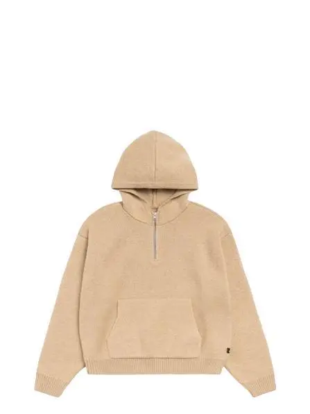 StÜssy Quarter Zip Knit Hoodie - Tan