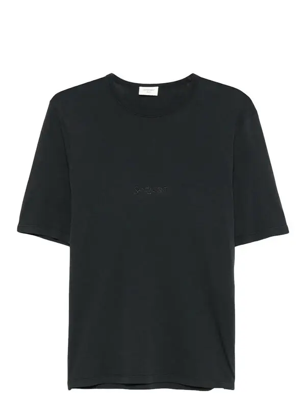 Saint Laurent Round Neck Short Sleeve T-shirt - Black White