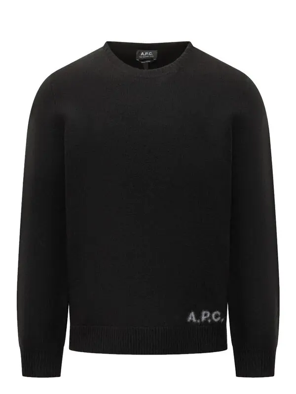 A.p.c. Wool Sweater With Embroidered Logo - Black