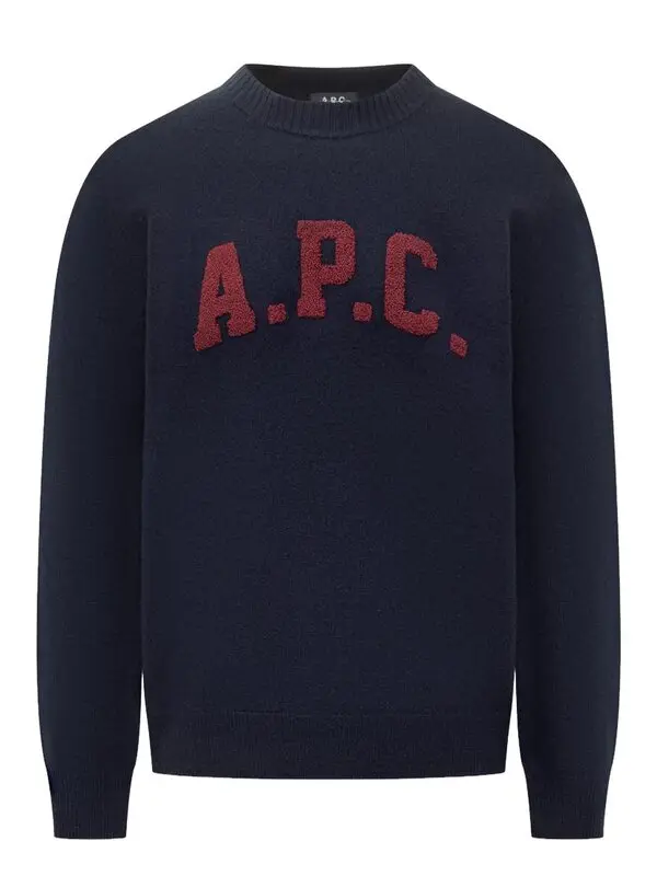 A.p.c. Wool Sweater With Embossed Logo - Blue