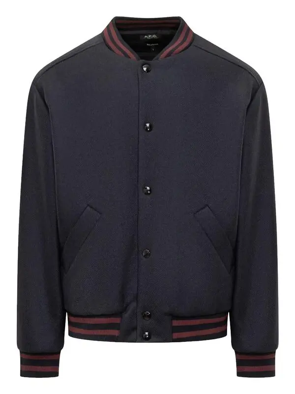 A.p.c. Wool Blend Striped Bomber Jacket - Black