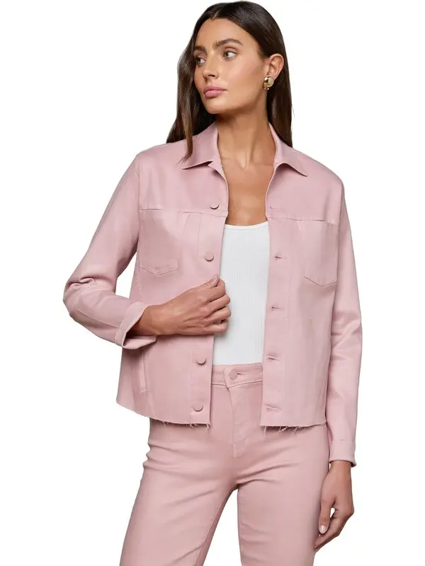 L'Agence Janelle Coated Denim Jacket - Pale Rose Coated