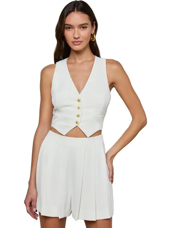 L'Agence Jianna Cropped Vest - Ivory