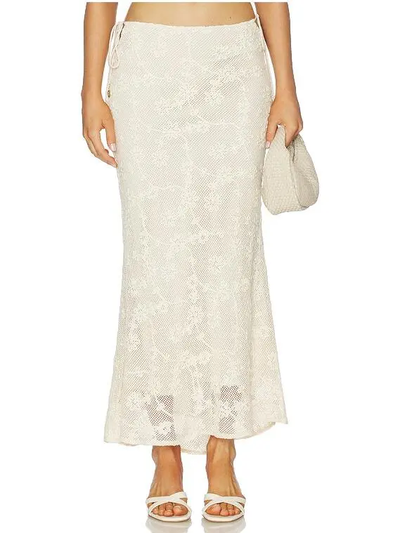 KULANI KINIS Lace Side Tie Maxi Skirt - Ivory