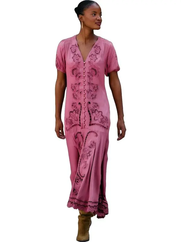 Farm Rio Richelieu Lenzing Ecovero Viscose Maxi Dress - Pink