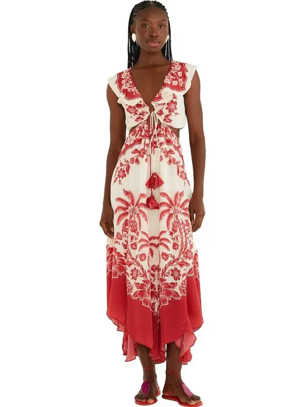 Farm Rio Sand Guanacaste Sleeveless Midi Dress - Guanacaste Sand
