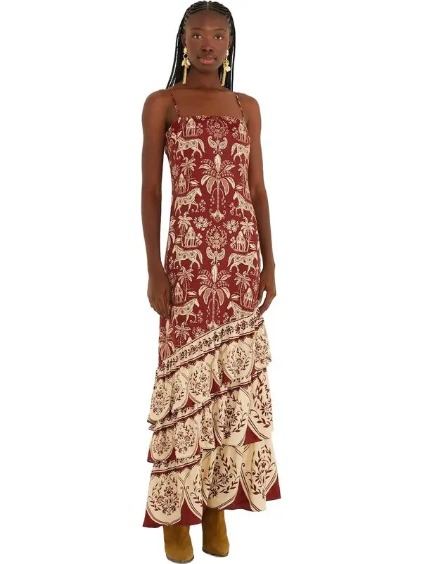 Farm Rio Haras Sleeveless Maxi Dress - Haras Dark Red