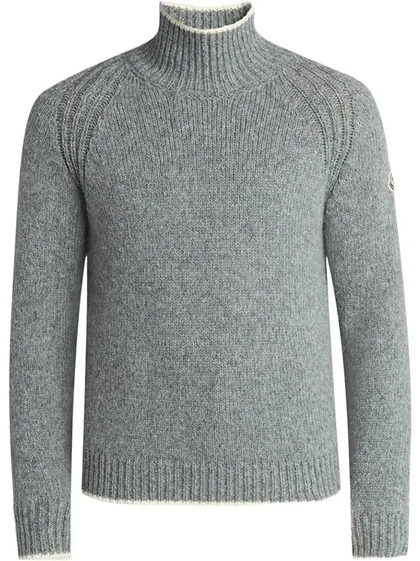 Moncler Tipped Wool Turtleneck Sweater - Dark Grey