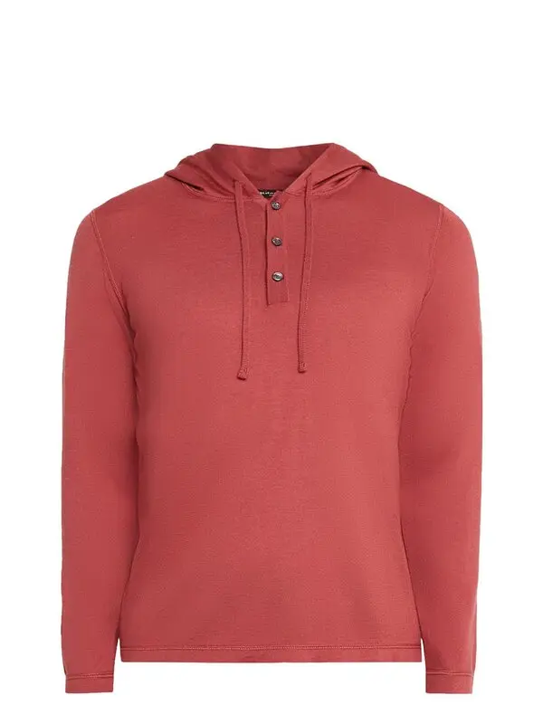 Kiton Cashmere And Silk Half-placket Hoodie - Red