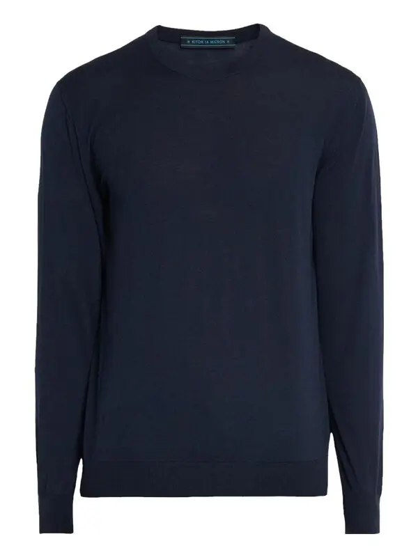 Kiton 14 Micron Wool Crewneck Sweater - Blue