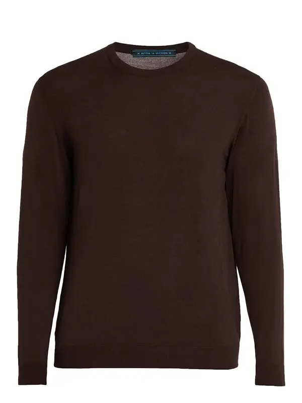 Kiton 14 Micron Wool Crewneck Sweater - Brwn