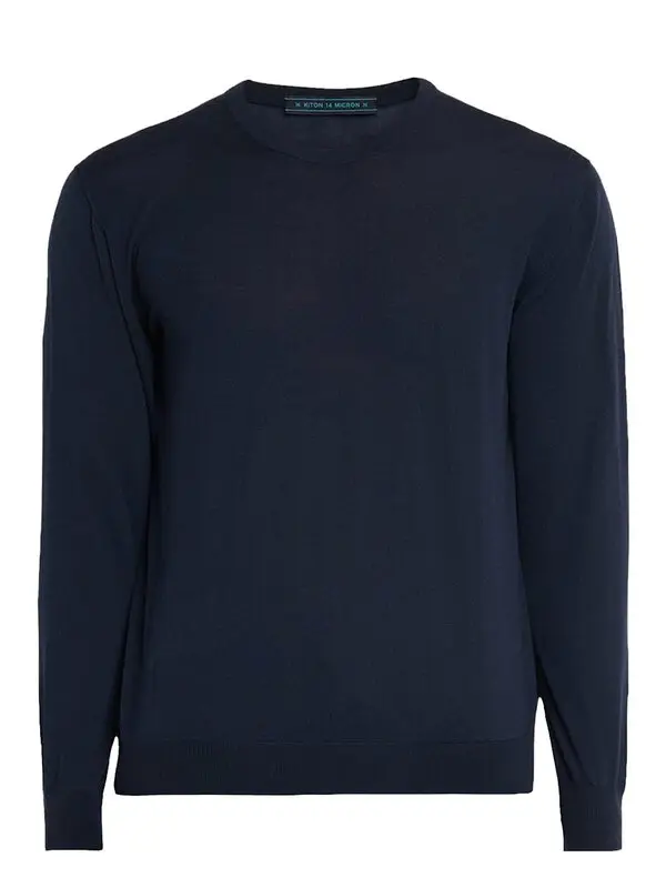 Kiton 14 Micron Wool Crewneck Sweater - Navy