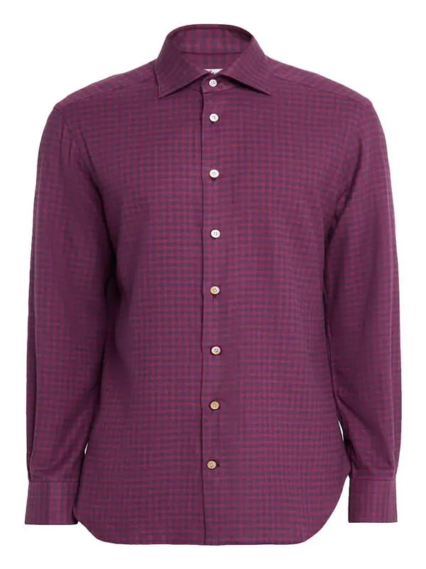 Kiton Gingham Cotton Sport Shirt - Red