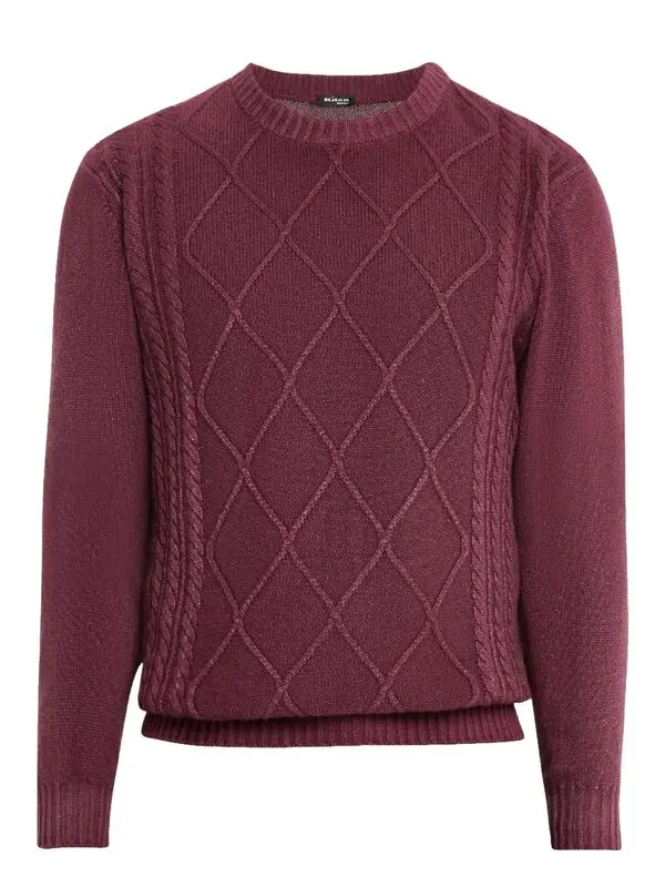 Kiton Cashmere Diamond Cable Crewneck Sweater - Red