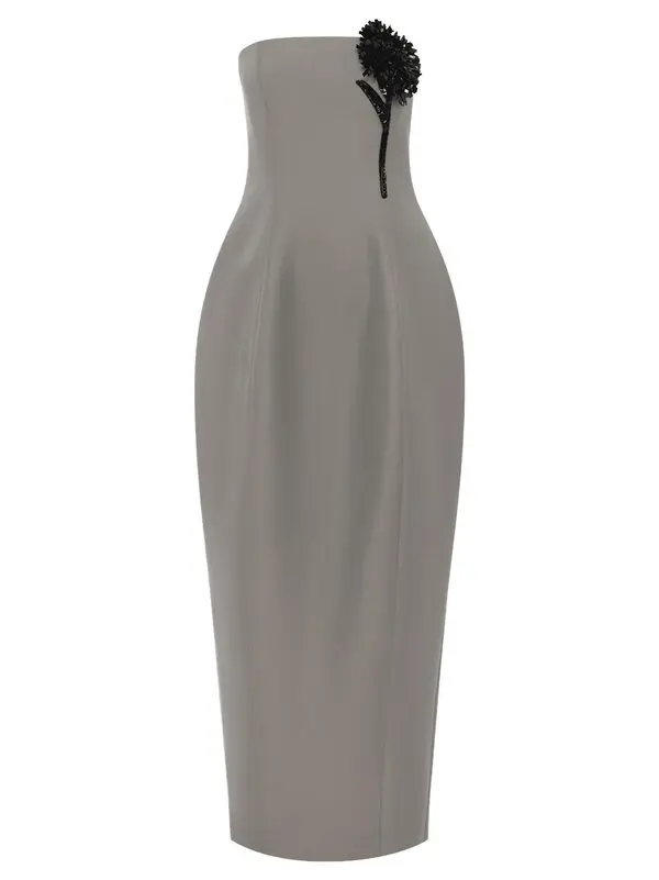 LEO LIN Strapless Embellished Maxi Dress - Grey