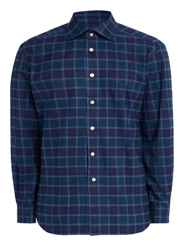 Kiton Plaid Button-front Shirt - Blue