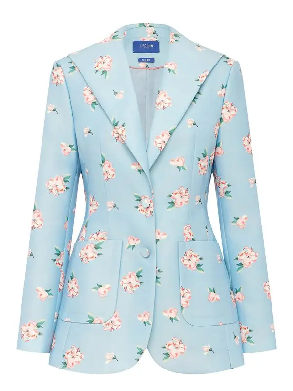 LEO LIN Brynn Floral-print Blazer - Light Blue