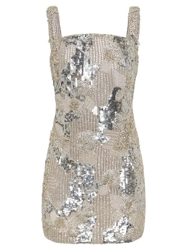 Rachel Gilbert Elyse Embellished Mini Dress - Silver