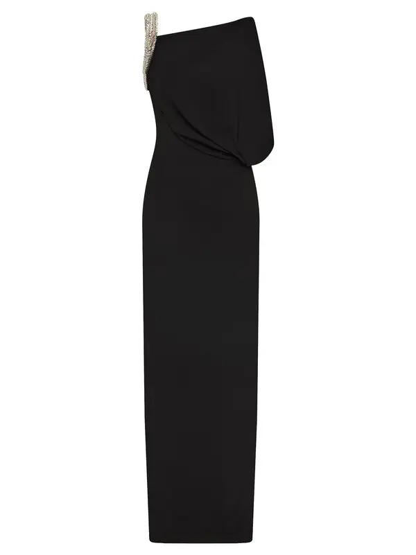 Rachel Gilbert Claudelle Embellished One-shoulder Gown - Black