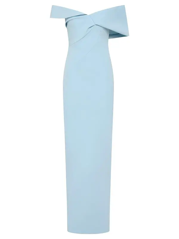Rachel Gilbert Maddie Off-the-shoulder Gown - Light Blue