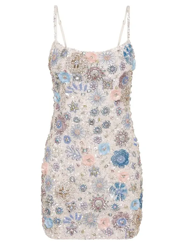 Rachel Gilbert Francesca Beaded Tulle Mini Dress - Ivory