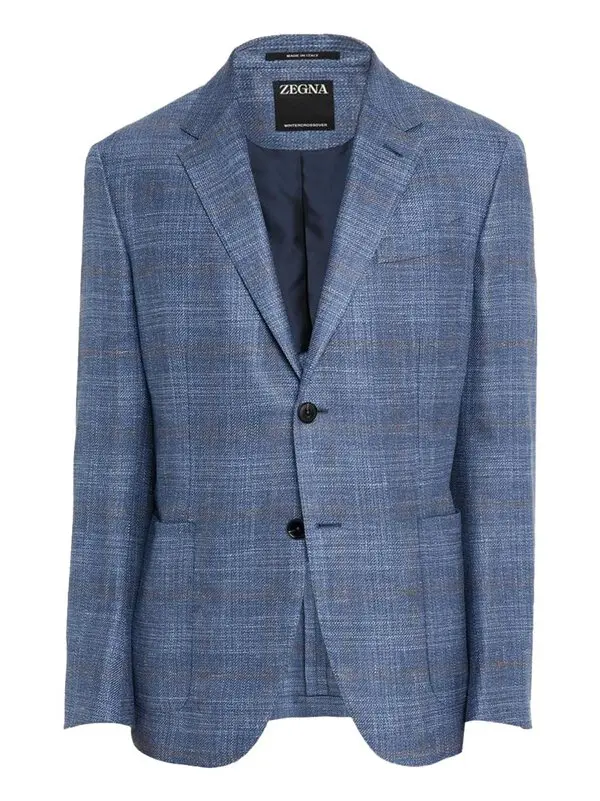 Zegna Melange Windowpane Sport Coat - Medium Blue