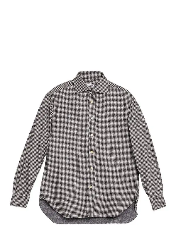 Kiton Cotton Houndstooth Classic-fit Sport Shirt - Black