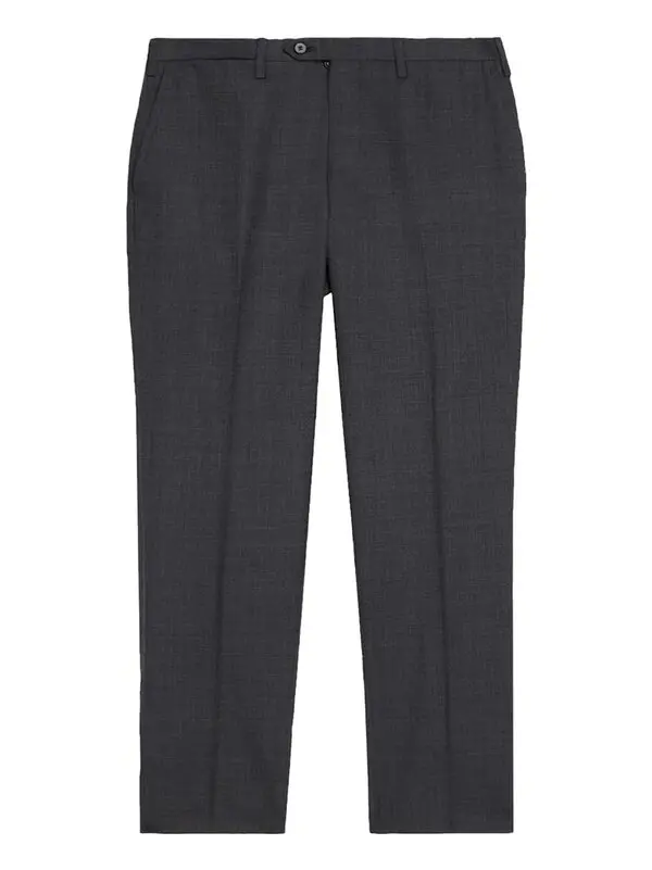 Kiton Wool Twill Flat-front Trousers - Dk Gry