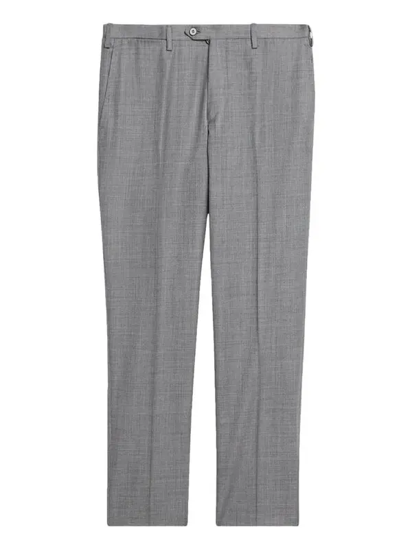 Kiton Wool Twill Flat-front Trousers - Gray