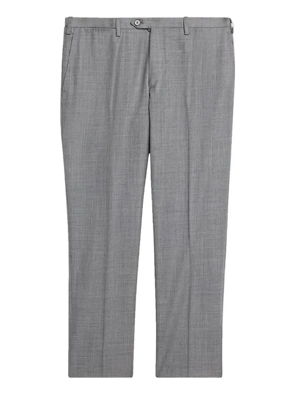 Kiton Wool Twill Flat-front Trousers - Gry