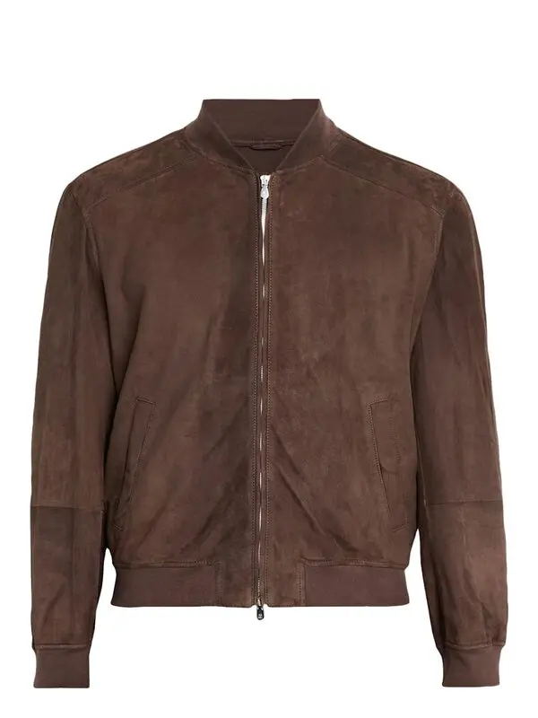 Brunello Cucinelli Suede Full-zip Bomber Jacket - Dark Brown