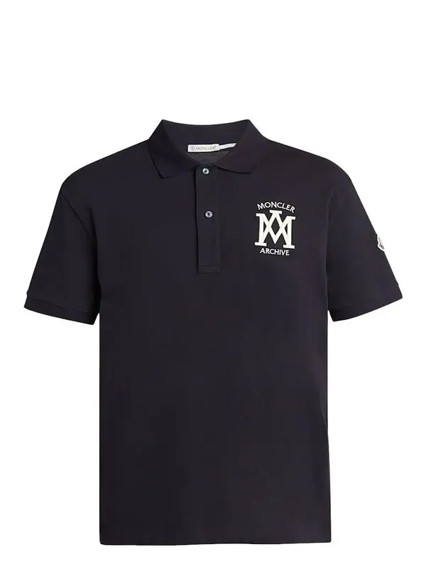 Moncler Cotton Archive Logo Polo Shirt - Navy