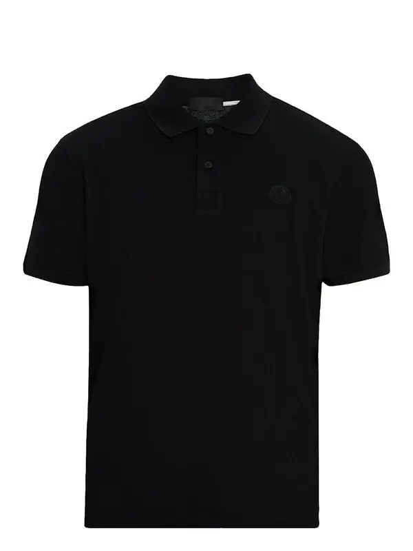 Moncler Cotton Tonal Logo Polo Shirt - Black