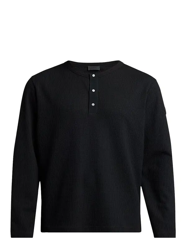 Moncler Waffle Knit Long-sleeve Henley T-shirt - Black