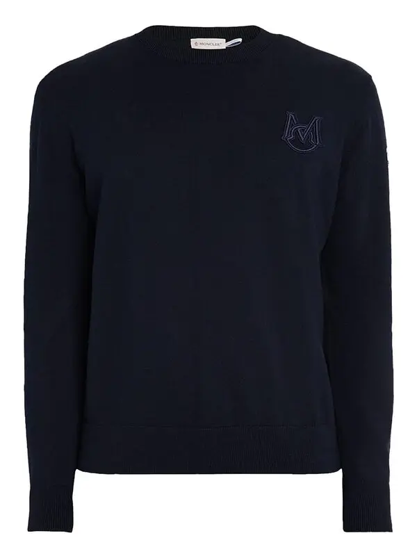 Moncler Monogram Appliqué Crewneck Sweater - Navy
