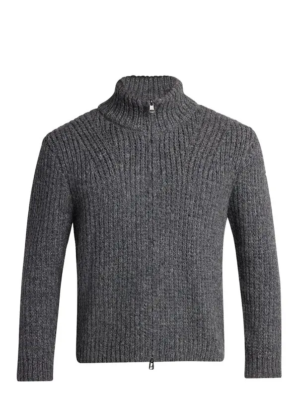 Moncler Ribbed Full-zip Sweater - Dark Grey