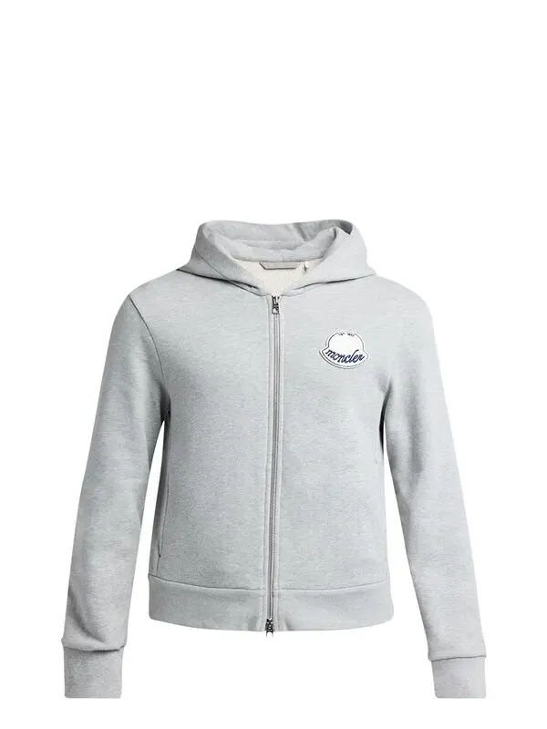 Moncler Chenille-logo Full-zip Hoodie - Ltgray