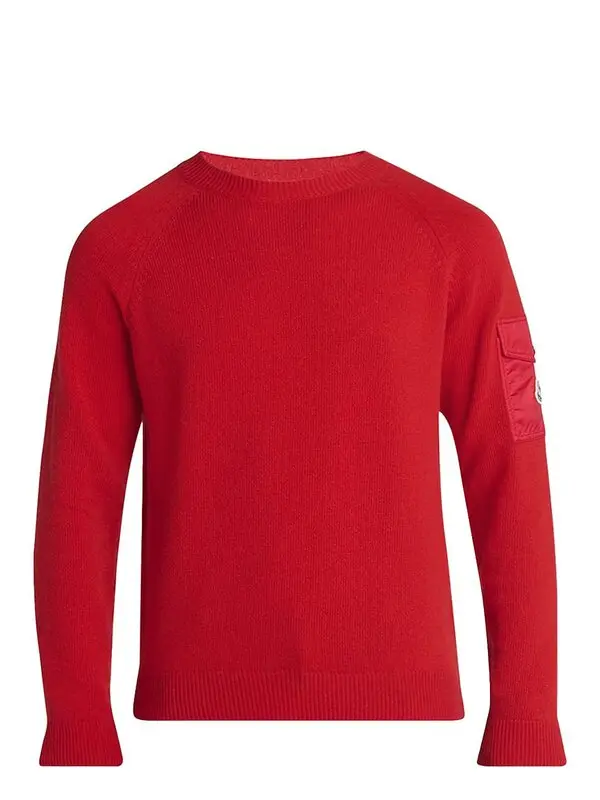 Moncler Sleeve-pocket Knit Crewneck Sweater - Red