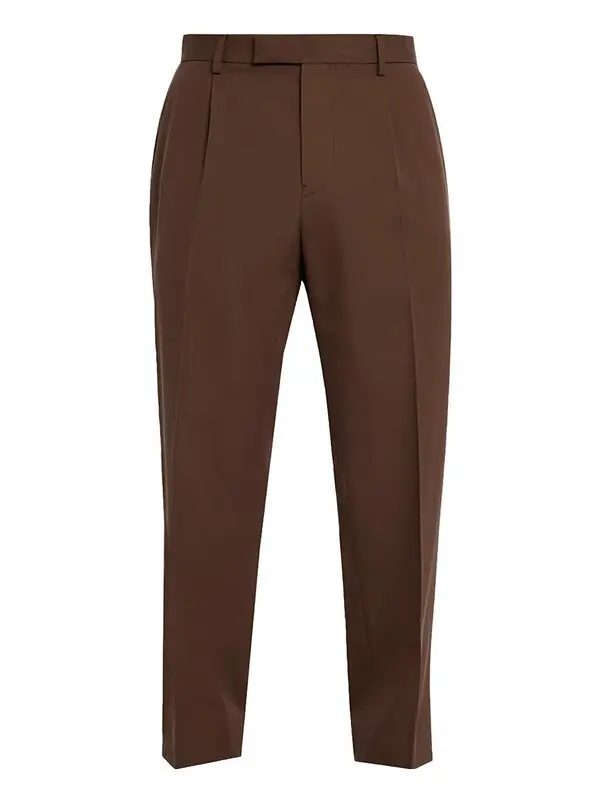 Zegna Cotton And Wool Single-pleated Trousers - Md Brw Sld