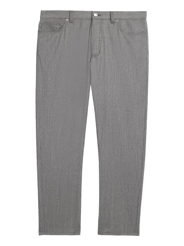 Zegna Wool Five-pocket Straight Leg Pants - Dk Gry Sld