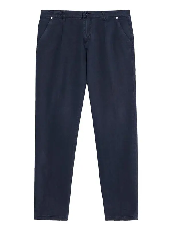 Kiton Straight Fit Flat-front Trousers - Blue