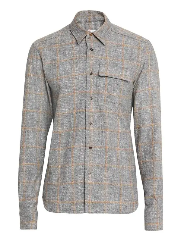 Kiton Windowpane Snap-front Overshirt - Gray