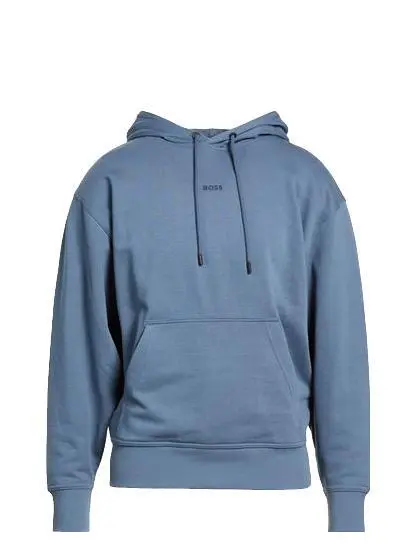 BOSS Cotton French Terry Logo Hoodie - Blue