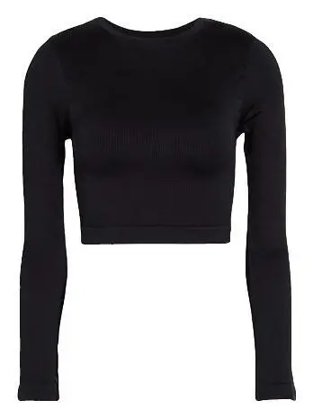 Prism Long Sleeve Ribbed Top - Black