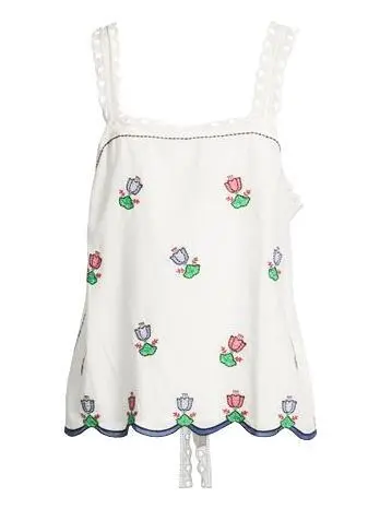Paul & Joe Floral-print Top With Lace Trim - White