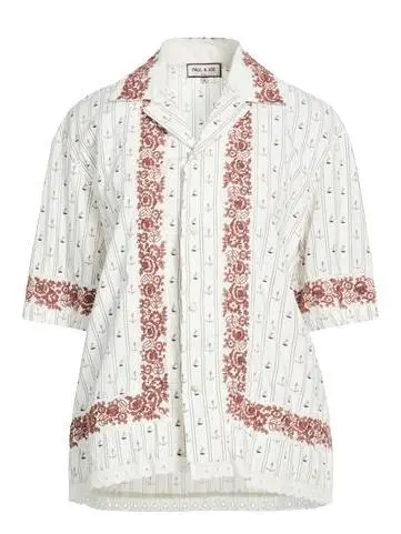 Paul & Joe Cotton Striped Shirt With Lace Trims - White
