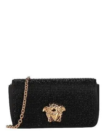 Versace Cross-body Bag In Viscose, Silk, And Lambskin - Black