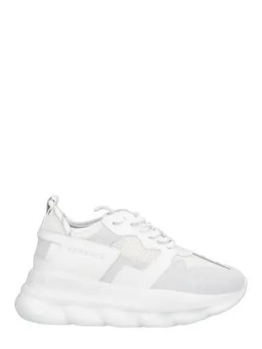 Versace Sneakers In Calfskin And Textile Fibers - White